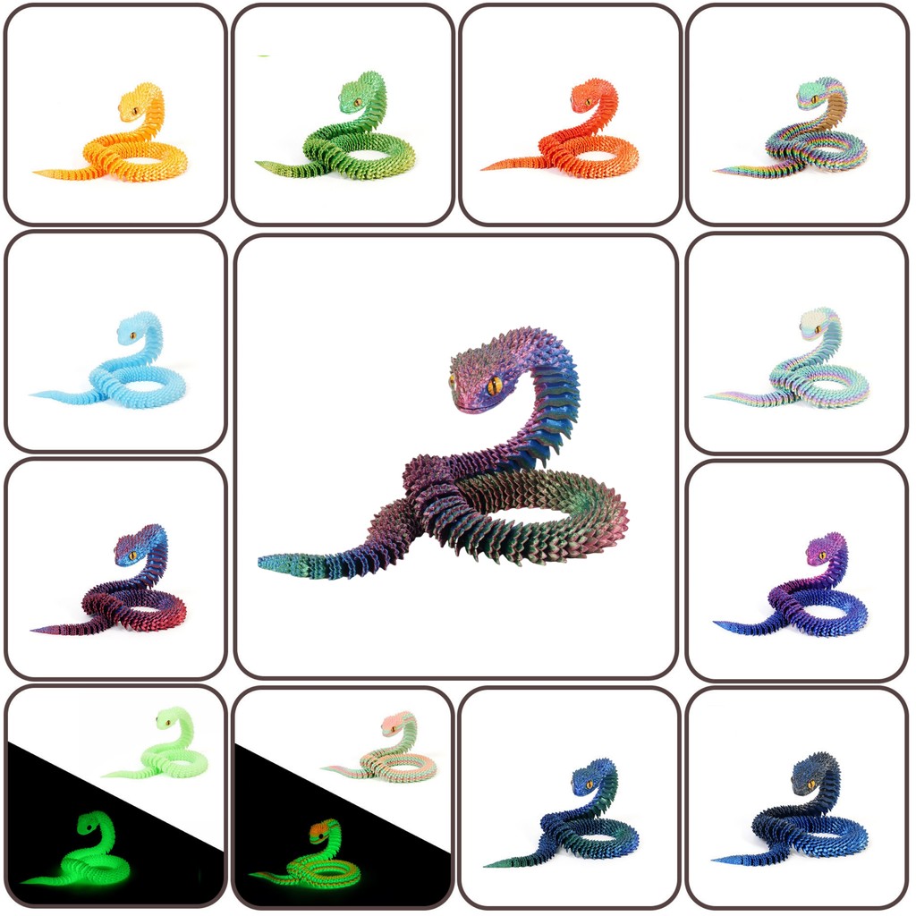 Random Color 1Pcs 3D printed snake jewelry, 3D printed desktop ...