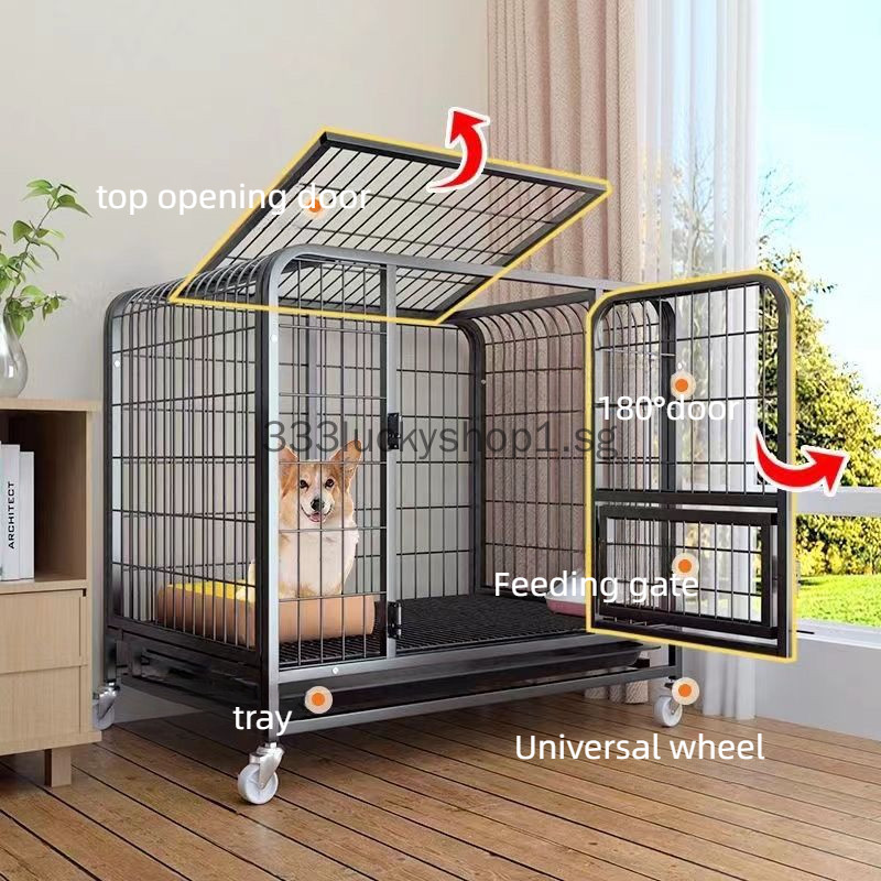 [SG Stocks]37 Inch Heavy Duty Dog Crate Metal Cage Kennel, High Anxiety ...