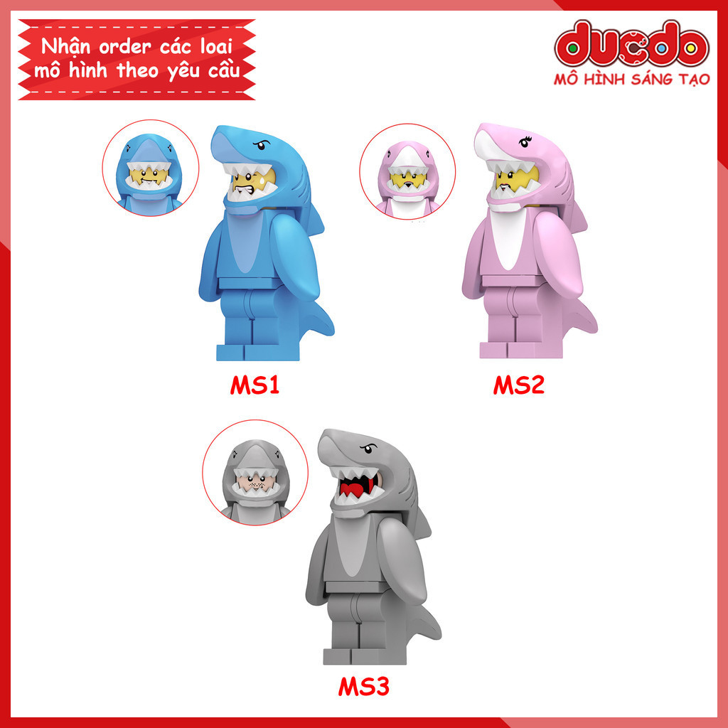 Minifigures of beautiful shark costume characters - POGO PG Model Mini ...