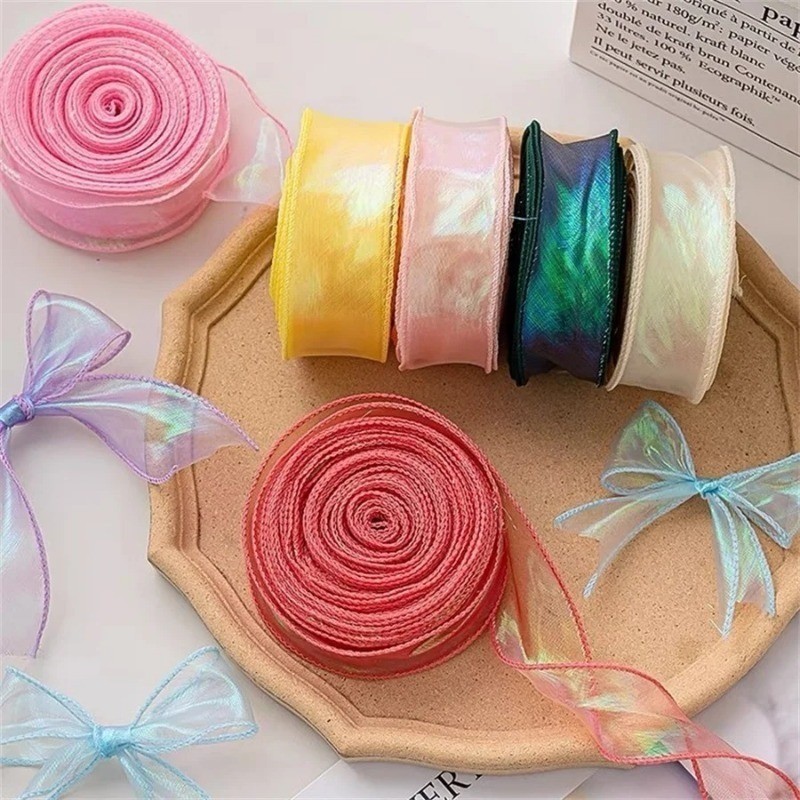 9M Luxury Iridescent Fishtail Yarn Gift Ribbons for Flowers Bouquet ...