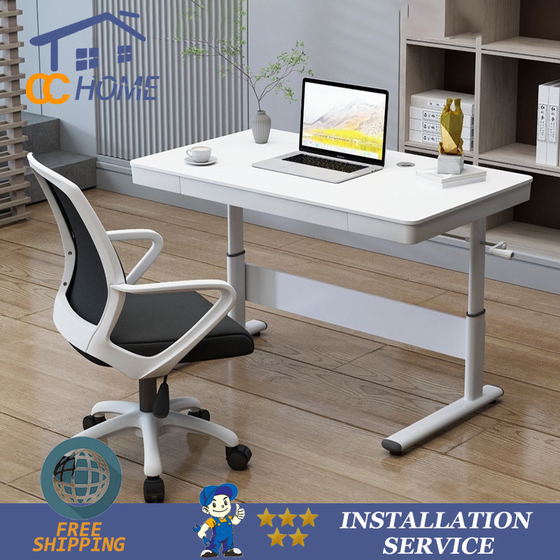 CL Adjustable Table Glass Standing Table Moveable Height Adjustable ...