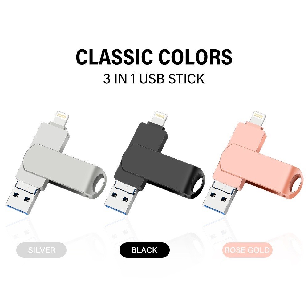 1tb OTG IOS Flash Drive for iPhone 6/14 pro Flashdisk USB3.0 3 IN 1 ...