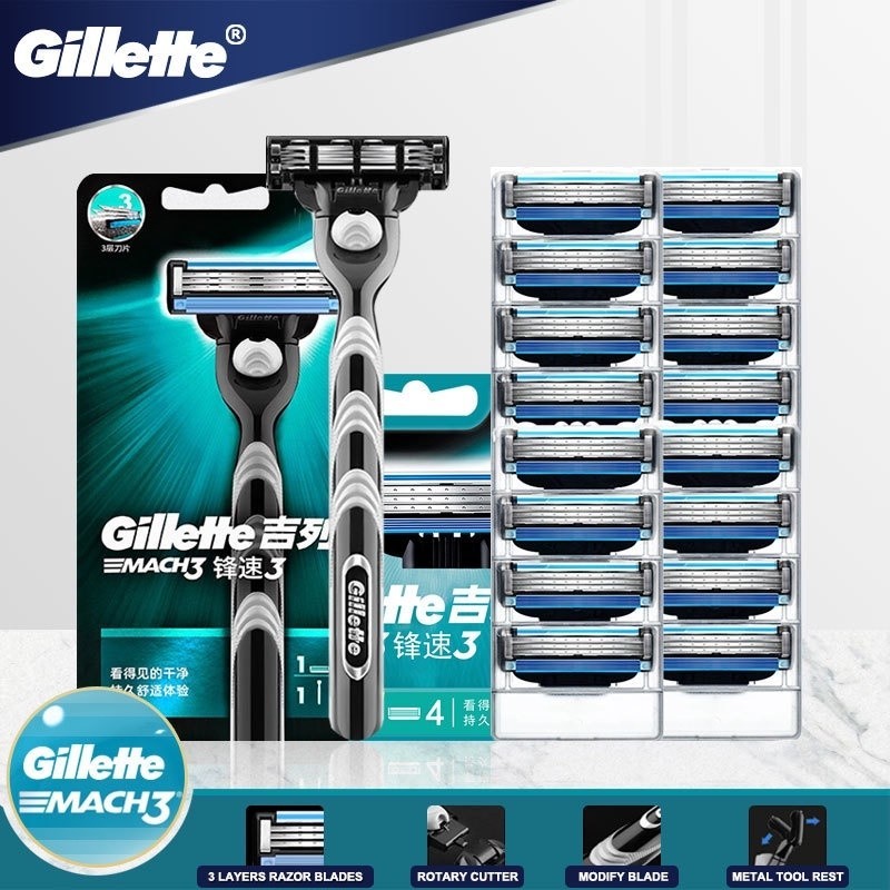 16 Gillettes Mach 3 Manual Shaver Male Facial Safety Shaver Hair ...
