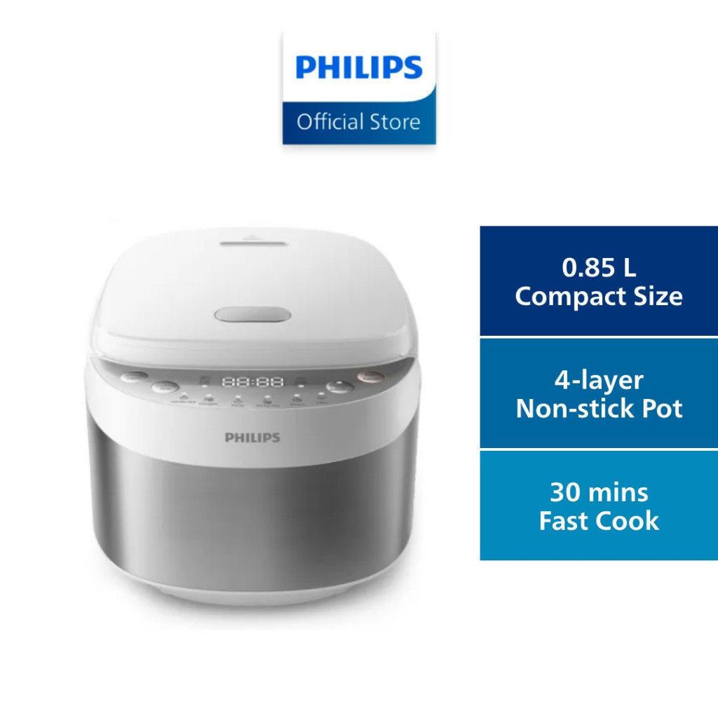 Philips 3000 Series Mini Rice Cooker 0.85L - HD3170/62, 8 menu, 30 min ...