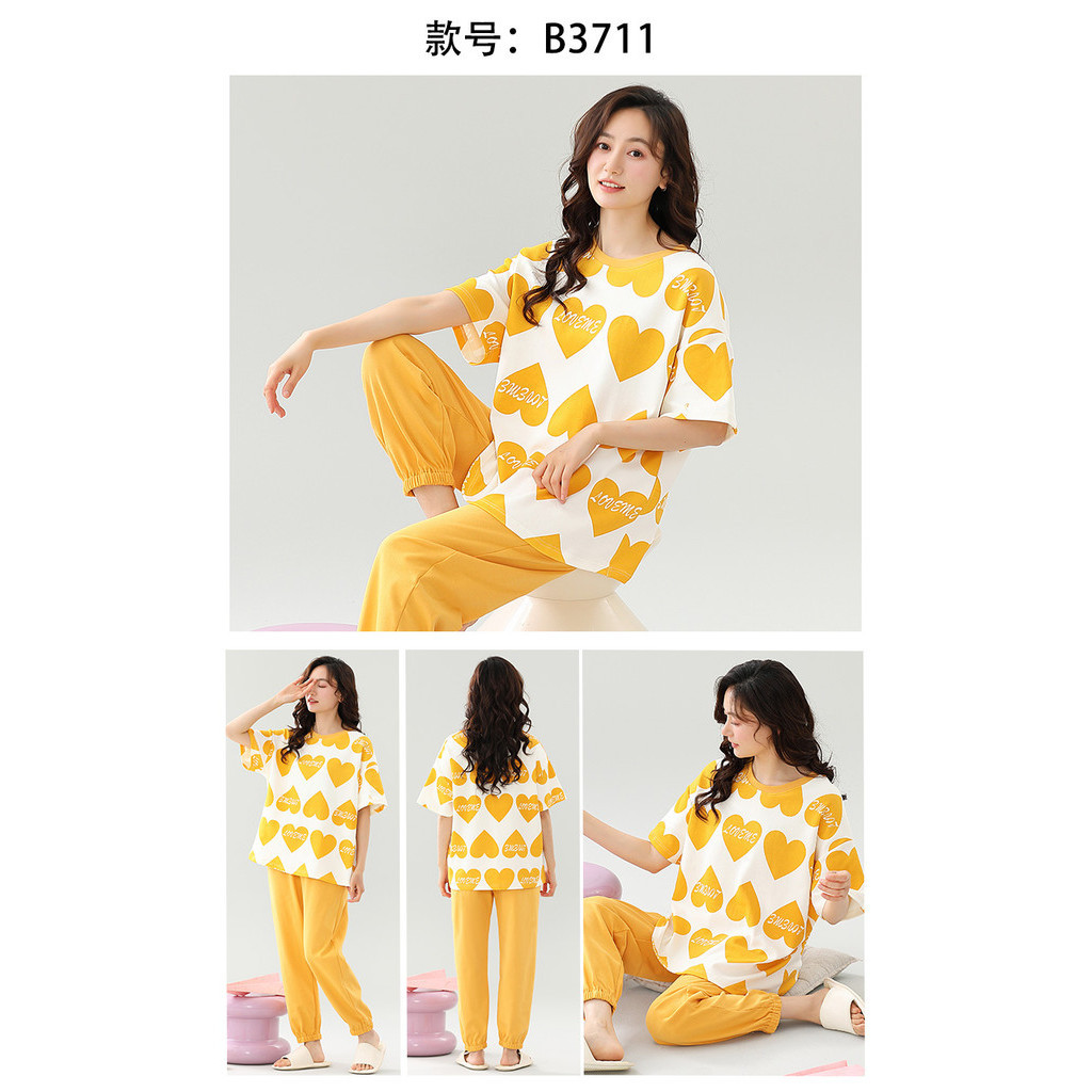 Chest Pad Sleepwear Woman Cotton Pajamas Women Padded Pyjamas Set ...