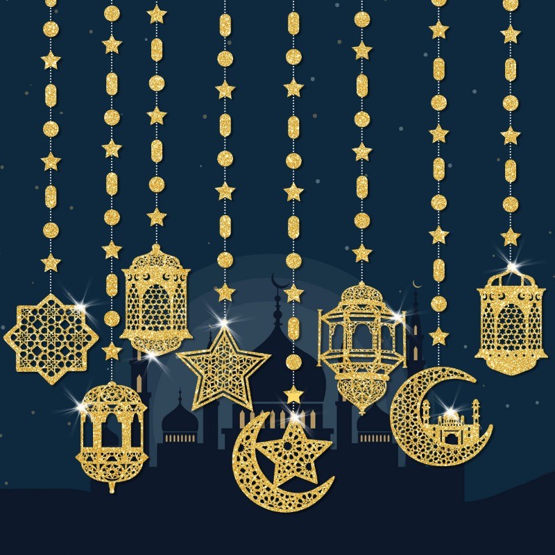 Multi Style 8Pcs New Upgrade Home Decor Hanging Streamers Ramadan ...