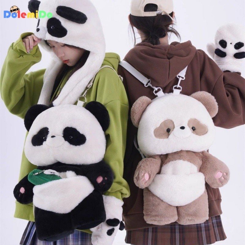 [Spot] Panda backpack cute panda backpack panda bag cartoon soft plush ...