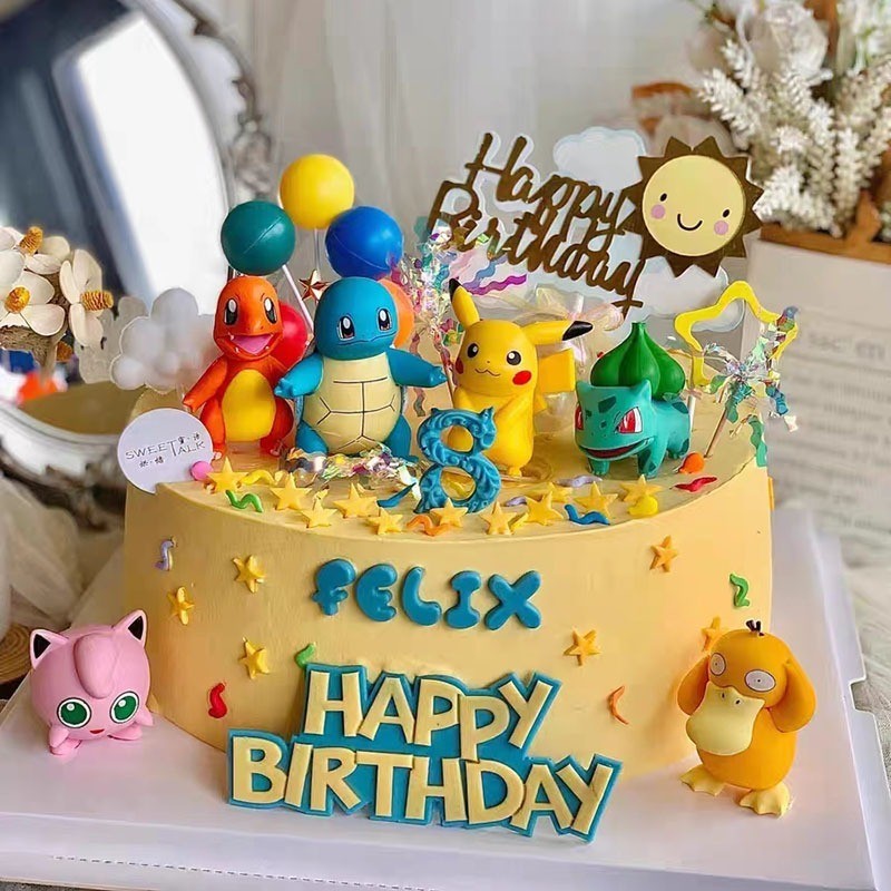 6pcs Pokemon Pikachu Doll Baking Cake Topper Psyduck Bulbasaur Kids ...