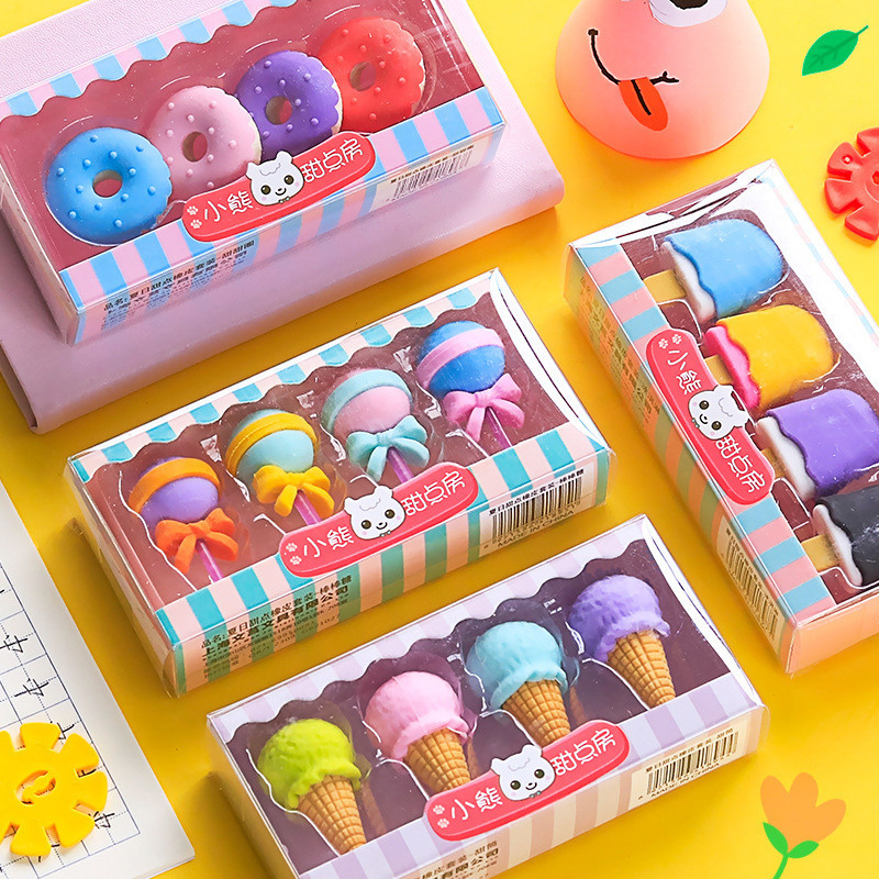 Cute Ice Cream Cake Shaped Erasers Set - Perfect Birthday Gift for ...