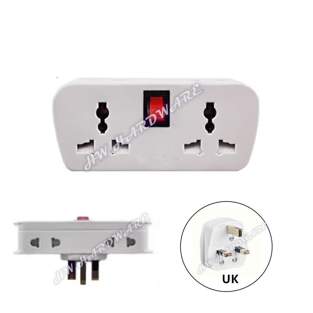 4 Way Multi Adaptor Extension 13A LED Switch Neon Adapter 3 Pin Socket ...