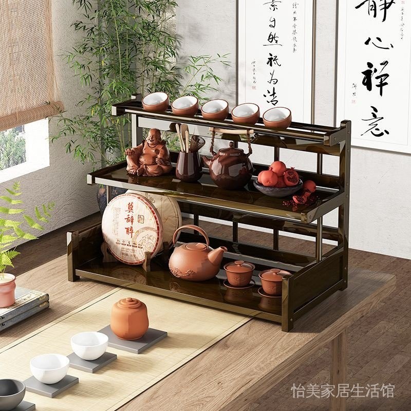 , Tea Set Chinese Table Storage Rack Teapot Desktop Teapot Storage Rack ...