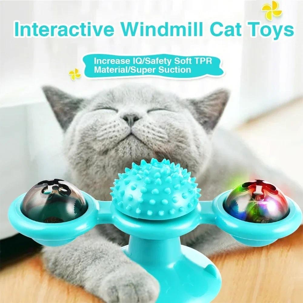 Windmill Rotating Cat Toy Rotating Cat Scratching Hair Scrubber Pet ...