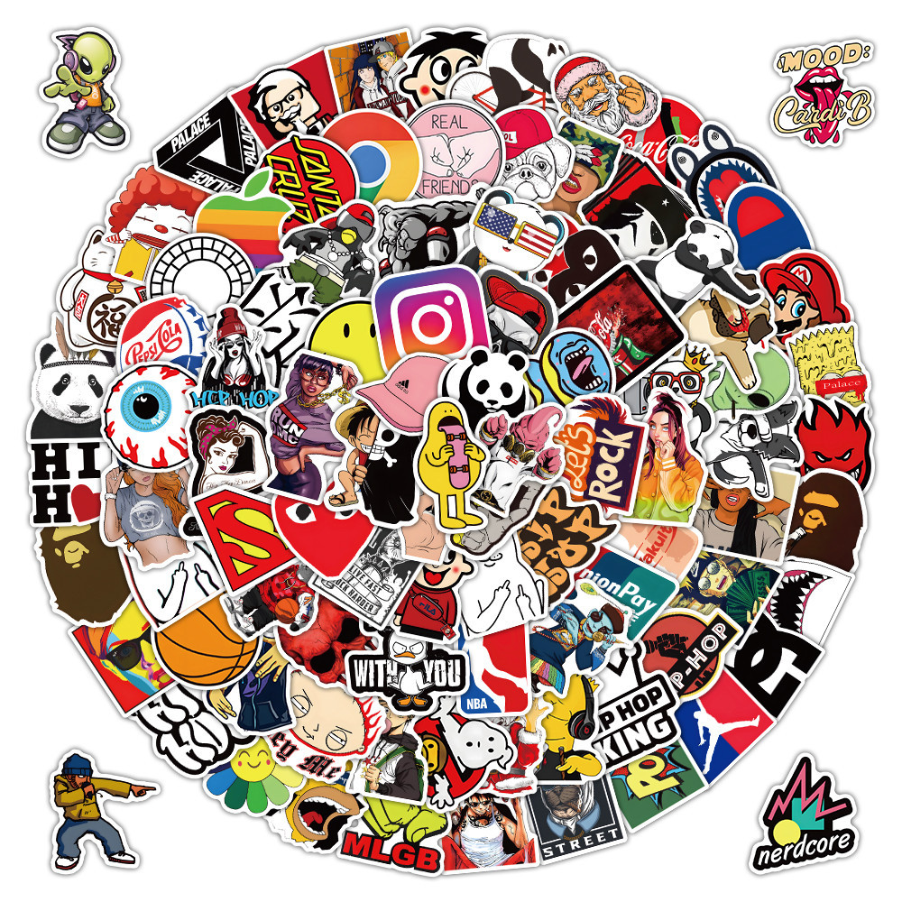 200/100/50PCS Hip Hop Trendy Brand Popular Element Stickers Collection ...