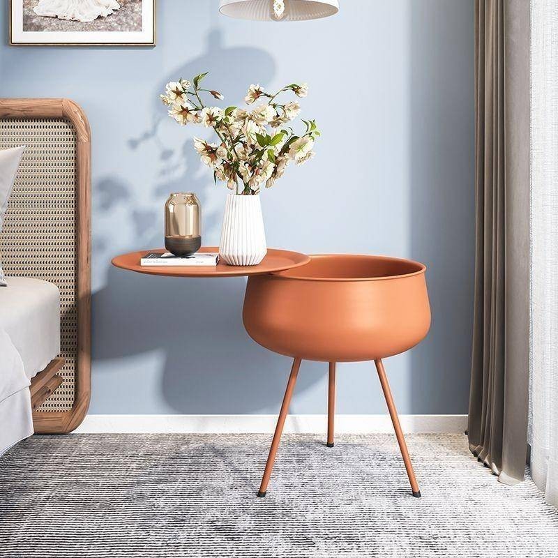 Light luxury bedroom nightstand small side table wrought iron bedside ...