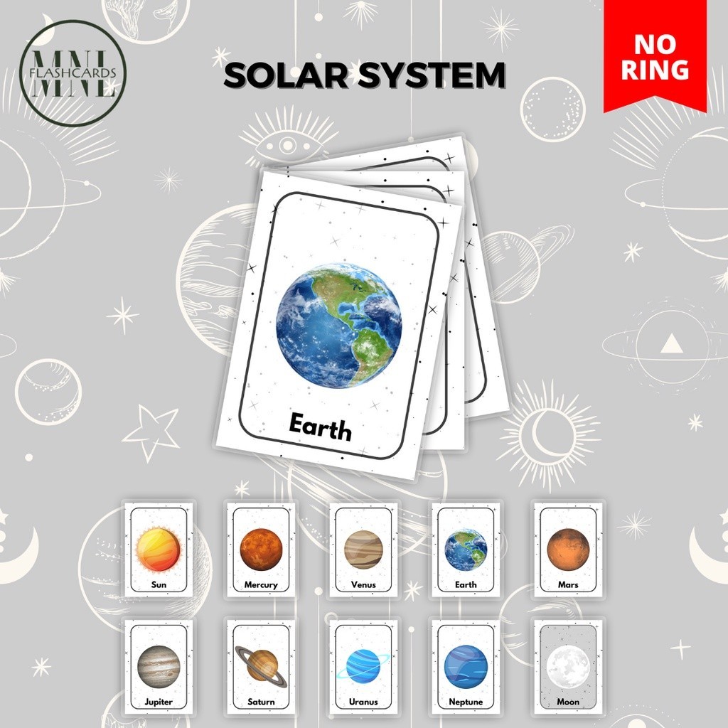 , SOLAR SYSTEM FULLY LAMINATED FLASHCARDS WITH OR WITHOUT RING BIND 10 ...