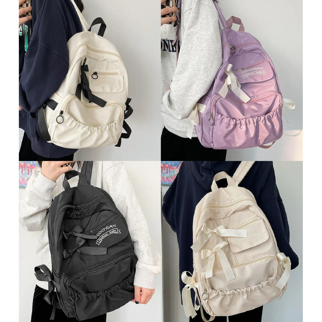 Women Cute Bow-knot School Backpack Japanese Syle Unior High Student ...