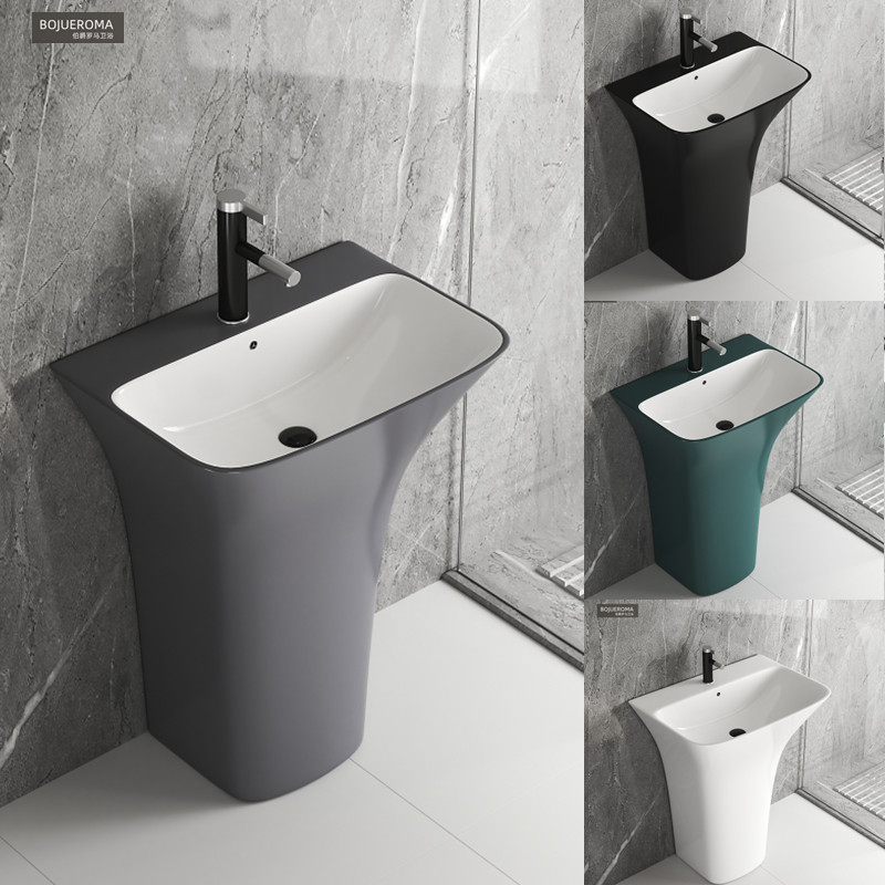 Ceramic Pedestal Basin Integrated Floor-Standing Wash Basin Bathroom ...