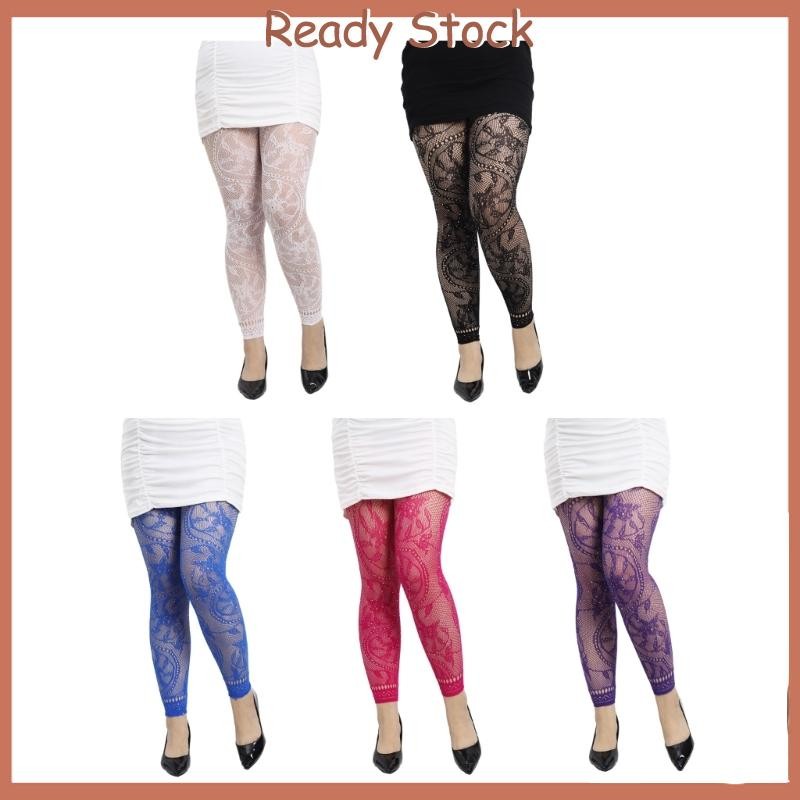 royal Women Large Size Fishnet Leggings Floral Patterned Mesh Ankle ...