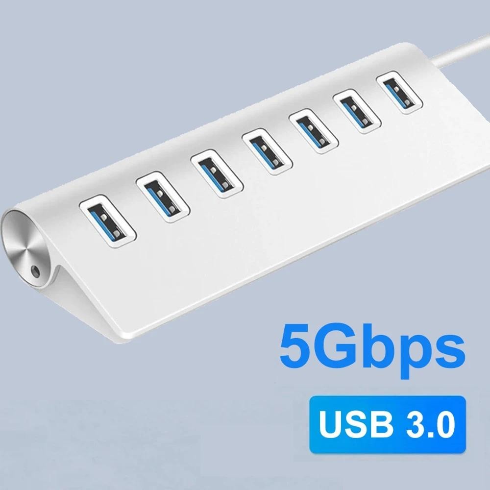 Aluminum Alloy USB 3.0 HUB 7 Ports High Speed Multi Splitter Adapter Up ...