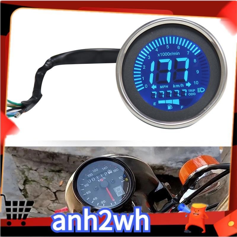 【A-NH】Universal Motorcycle Digital Speedometer Retro LCD Odometer Cafe ...