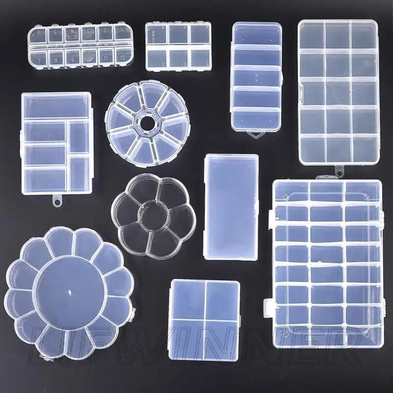 SFSE- Plastic - Grids Transparent Organizer Box - Square Flip Case With ...
