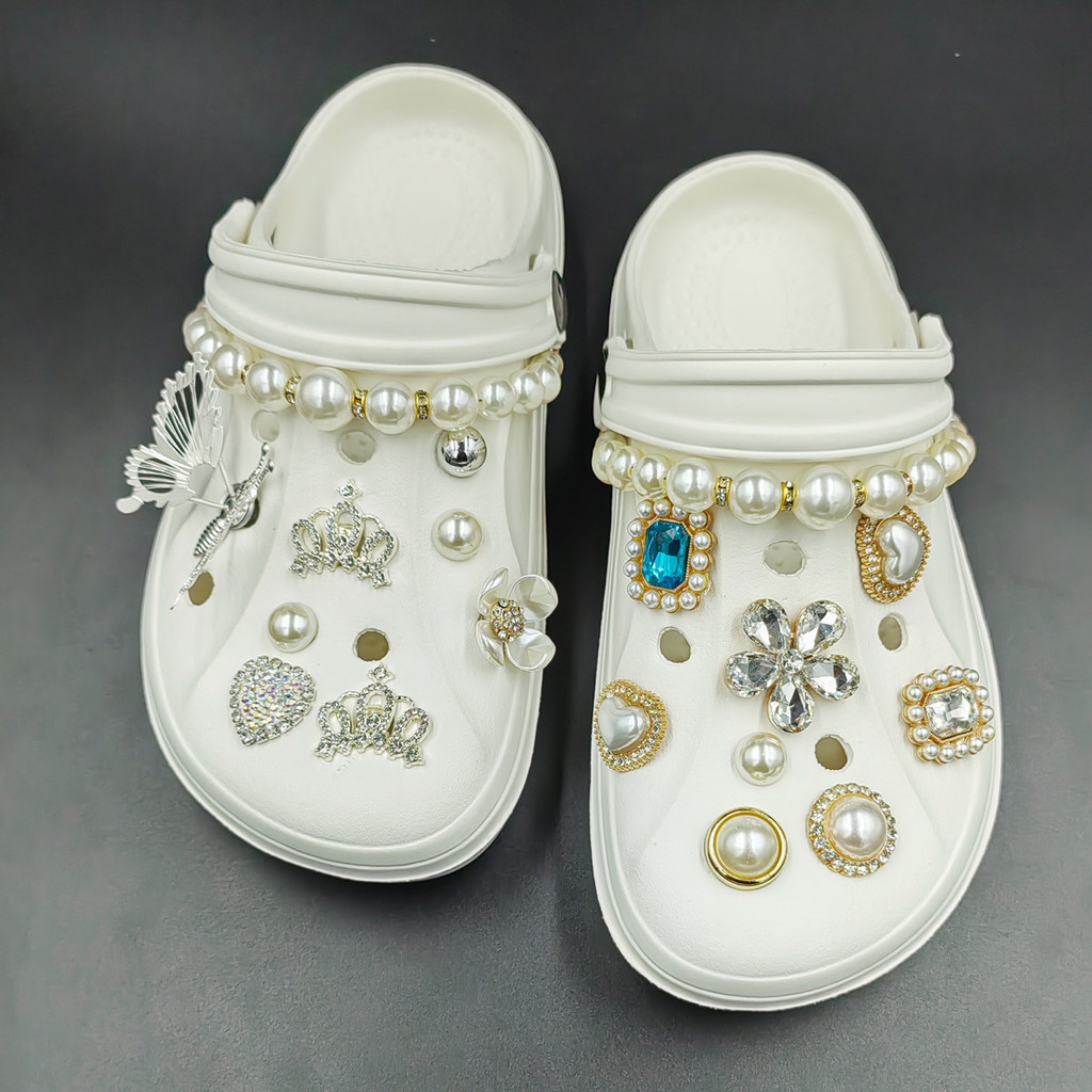 Croc Zinc Alloy Silver Butterfly Jibz Button Pins DIY Set Shoes Charm 1 ...