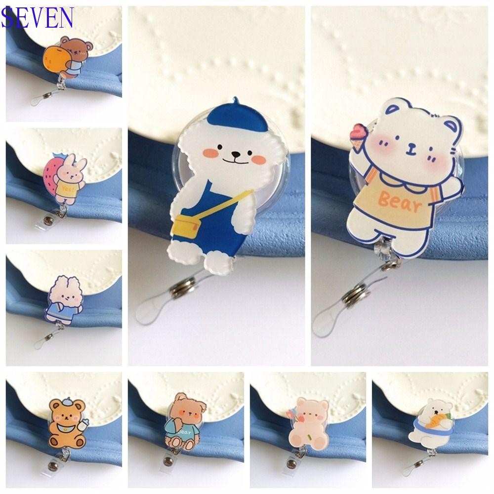 SEVEN Retractable Badge Reel, Bear Work Card Clip Nurse Badge Holder ...