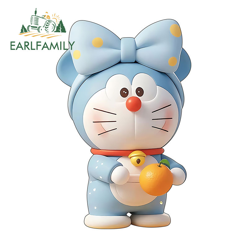 EARLFAMILY Doraemon with Orange Car Stickers Anime Creative Waterproof ...