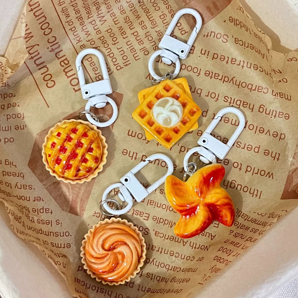Trendy Bread Dessert Shape Keyrings Kawaii Food Keychains Friend Gifts ...