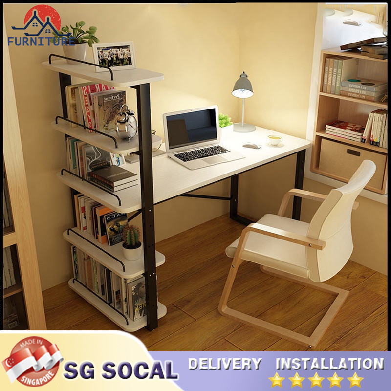 F Home Study Desk With Bookself Combined Computer Desk Home Bedside ...