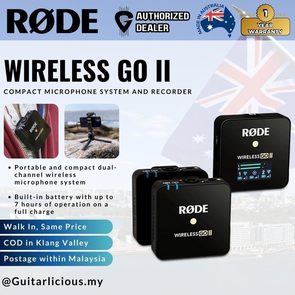 RODE Wireless GO II Compact Wireless Mic Microphone System & Recorder 2 ...