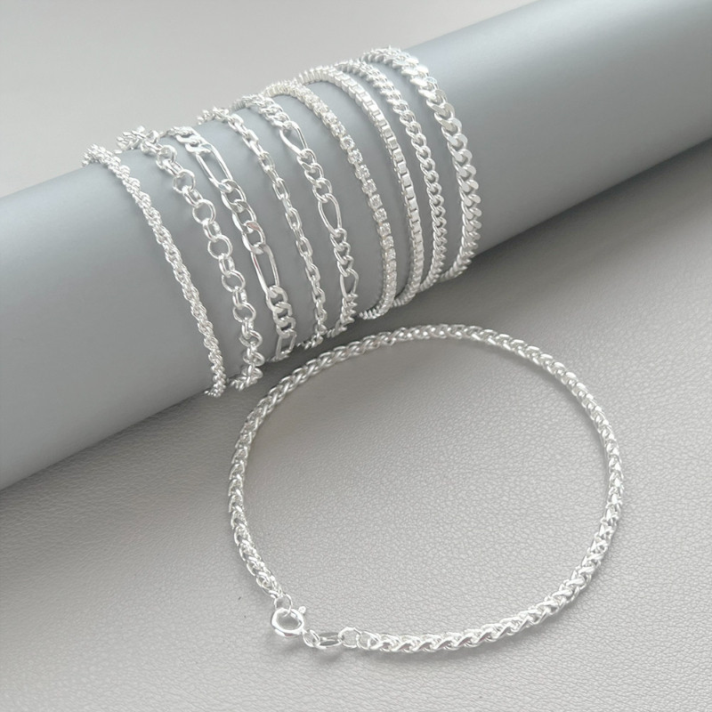 S925 Silver Bracelet for Woman/Man Couple Unisex Simple Chain Fashion ...