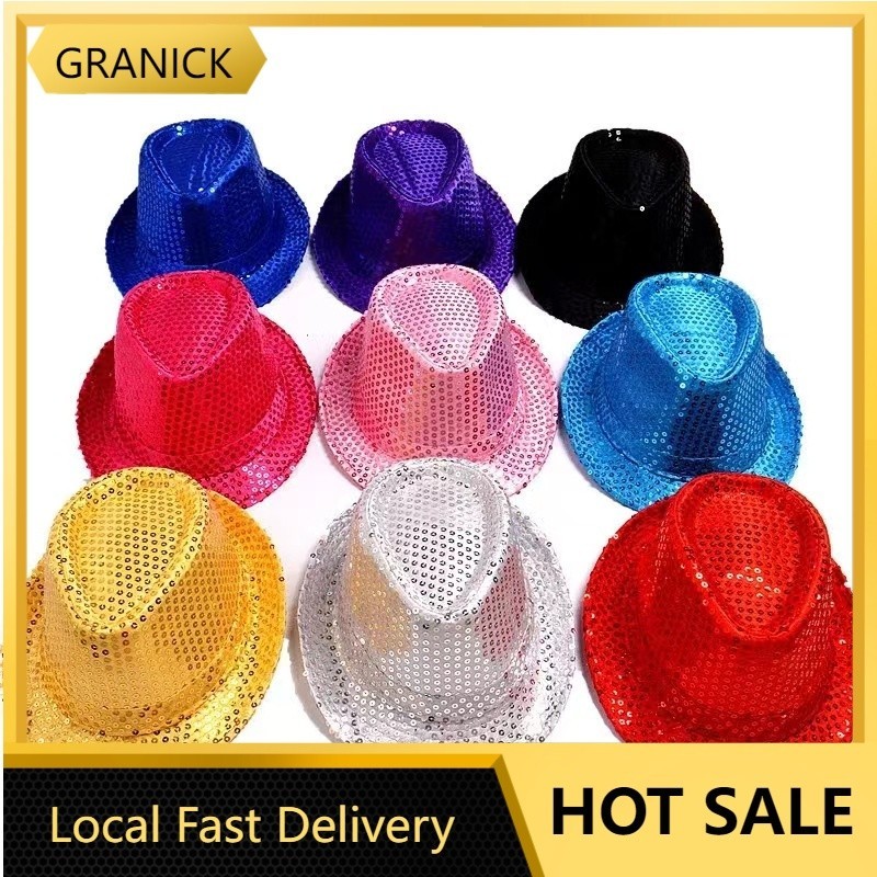 SG STOCK UNISEX Sequin Street Dance Jazz Hat Solid Color Simple ...