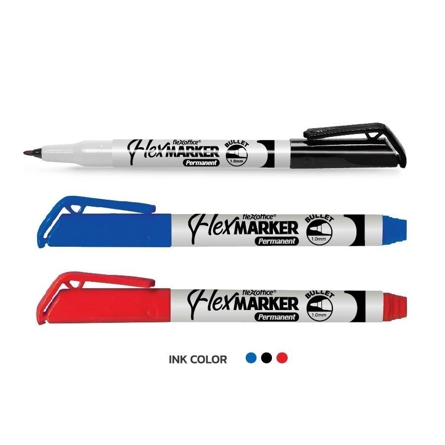 FlexOffice FlexMarker Slim Permanent Marker - Blue/Black/Red (1 Pc) FO ...