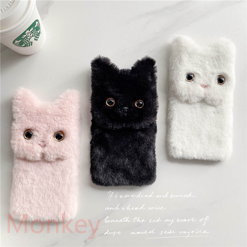 Fur Plush 3D Cat Ears Phone Case For Samsung Galaxy A55 A35 A25 A15 A05 ...