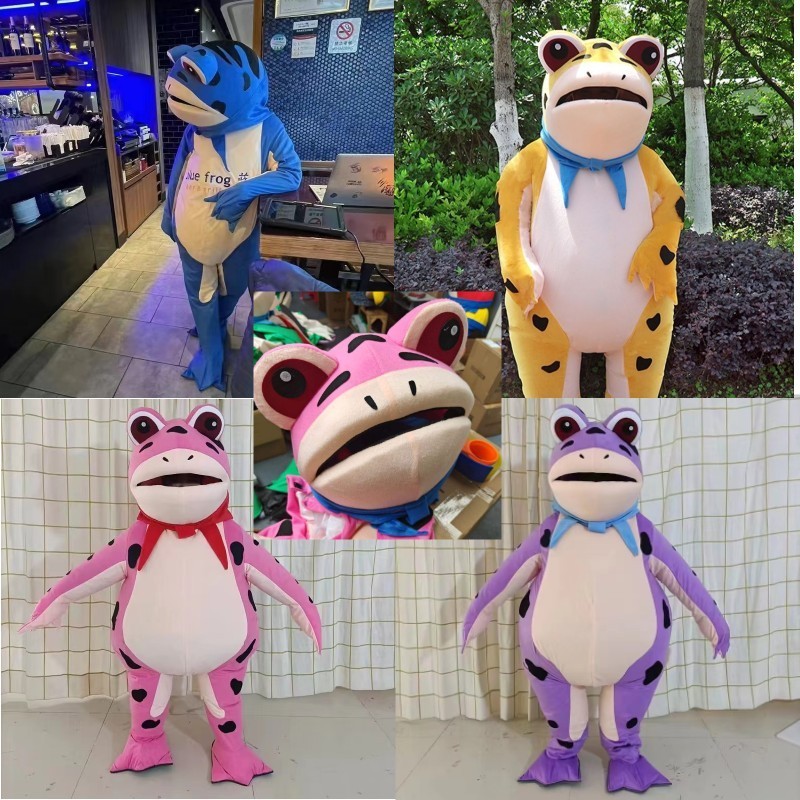 Blue/Yellow/Purple Frog Cartoon Doll Costume Funny Influencer ...