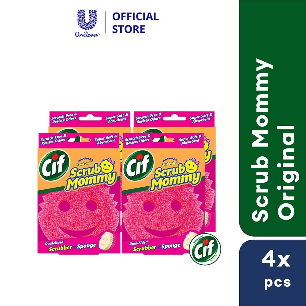 (Pack of 4) Cif Scrub Mommy Kitchen Sponge, Original Pink Sponge ...