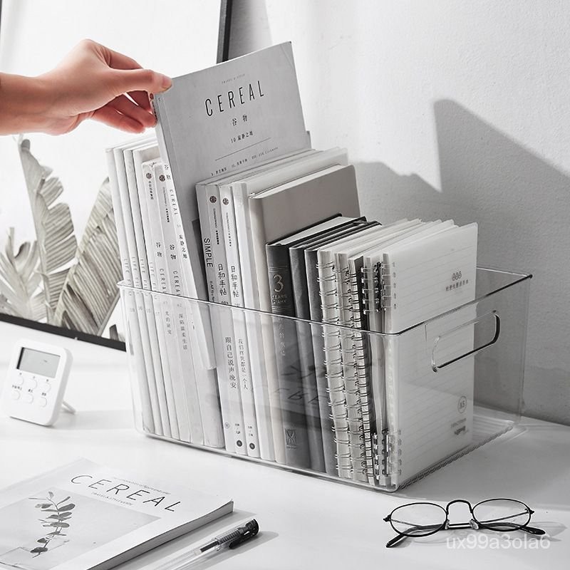 Book Storage Box Transparent Acrylic Storage Organizing Box Desk Book ...