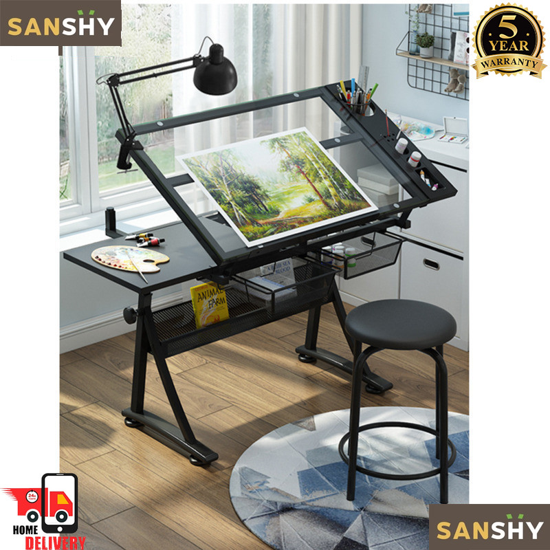 SANSHY Drawing Table Adjustable Art Craft Drawing Hobby Table Writing ...