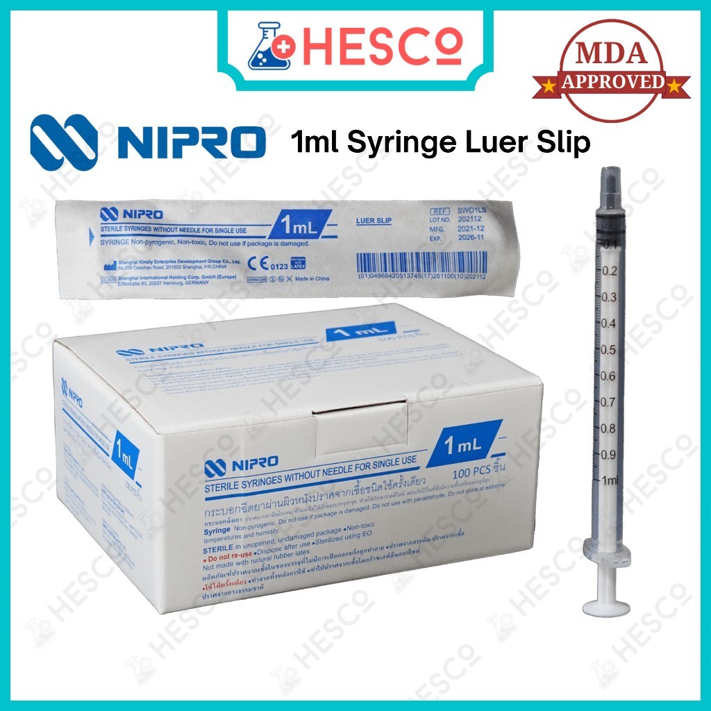Syringe Picagari 1ml Luer Slip Sterile Disposable MDA Nipro 100pcs ...