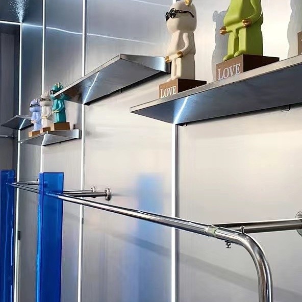 Stainless Steel Layered Single Layer Luminous Wall Shelf with Lights ...