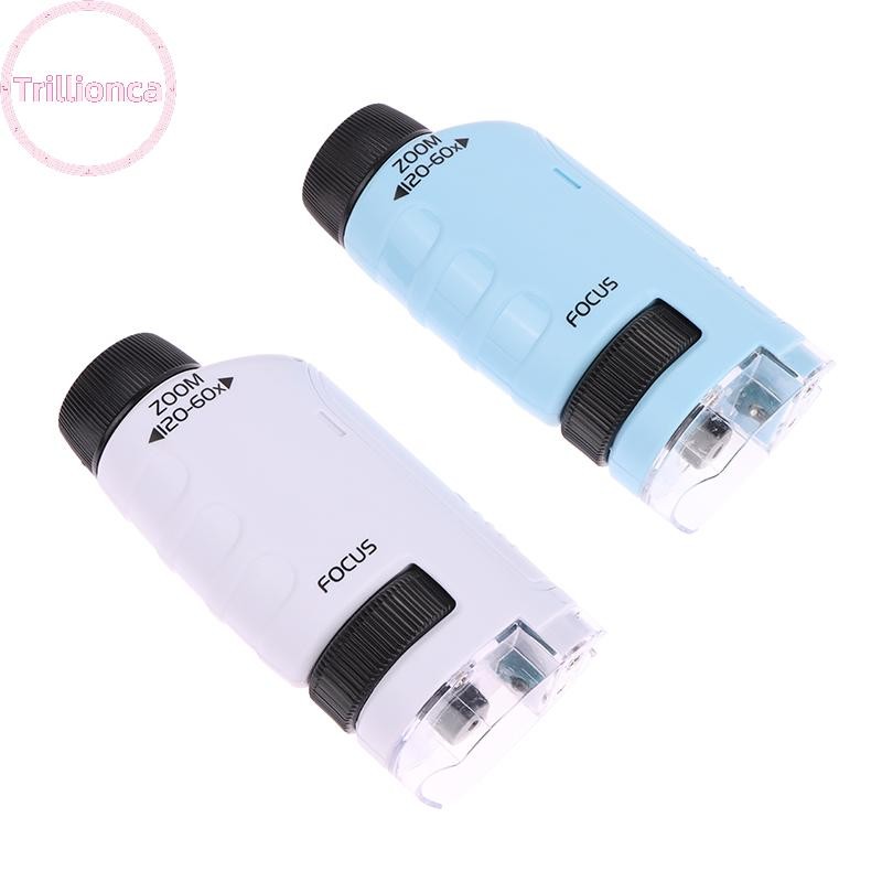 Trillionca LED Lighted Pocket Microscope Kids Outdoor Science Props 60x ...