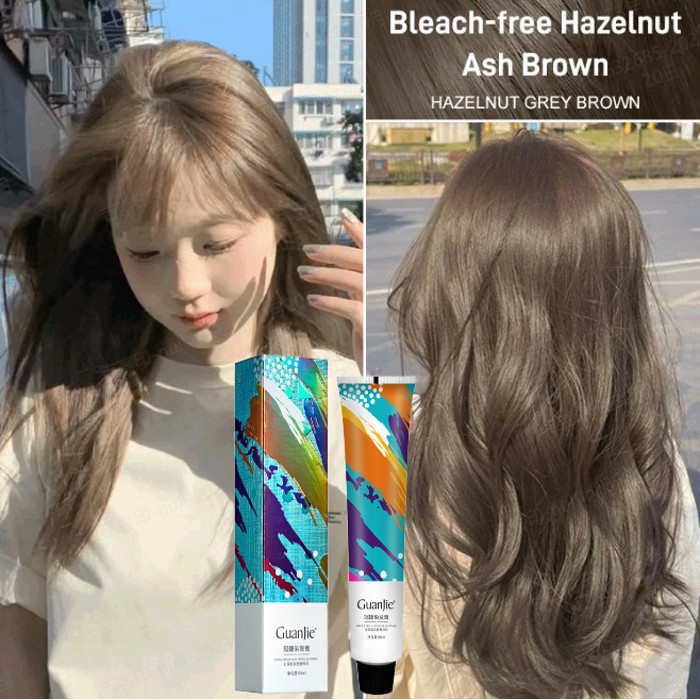 Hair dye no rinse hair dye Hazelnut Ash Brown Non-Bleaching Dye Cream ...