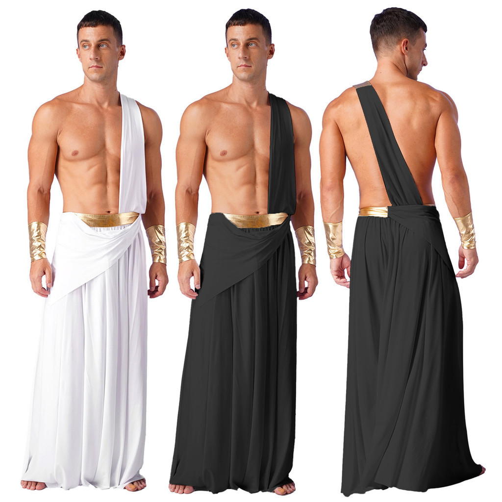 inhzoy Mens Ancient Greek Cosplay Long Skirt with Wristbands One ...