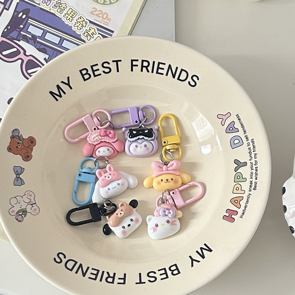 1pc 2024 Cute Sanrio Keychain Cartoon Cinnamon Roll Kuromi Pendant ...