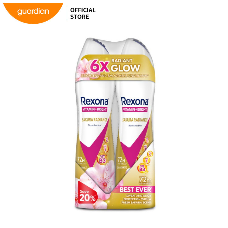 Rexona Natural Brightening Fresh Sakura Deodorant Spray Twin Pack ...