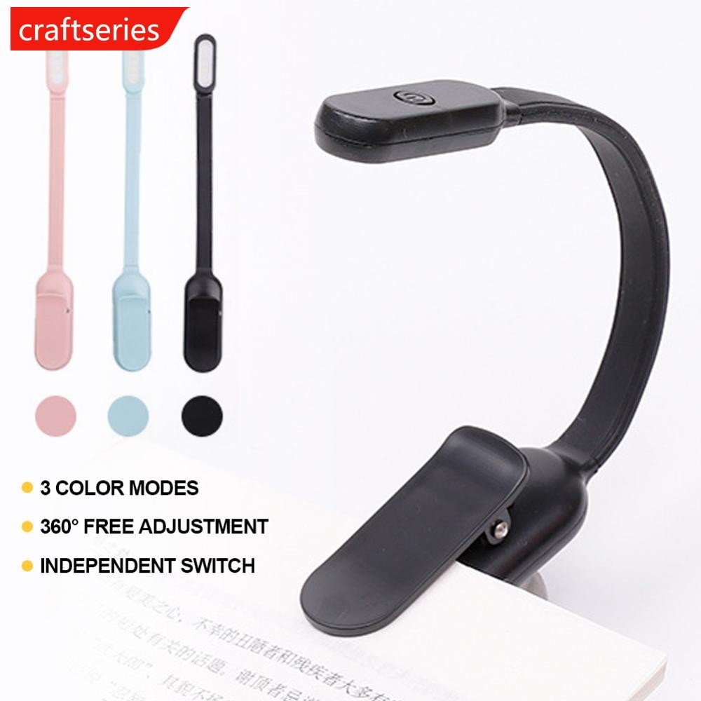 CRAFTSERIES USB Mini LED Book Night 3 Light Color Adjustable Brightness Clip-On Study Reading ...