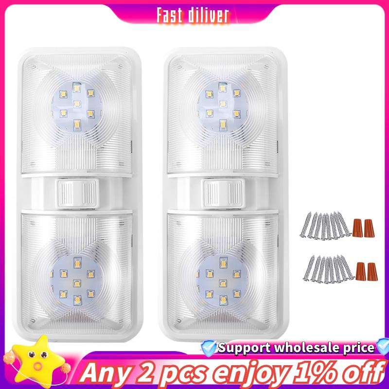 JR-1Pair RV LED Light 12V 800Lm 6000-6500K Ceiling Fixture Camper ...