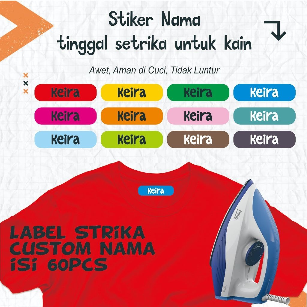 20pcs Fabric Name Sticker Baby Sticker - Iron on Sticker - Any Color ...