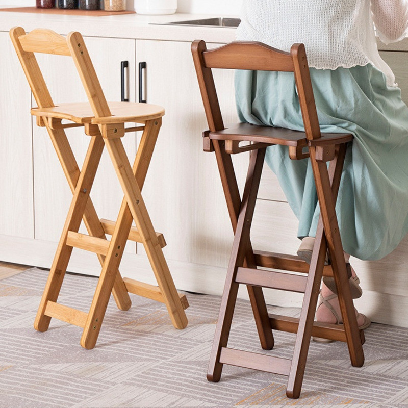 Pansu Bar Chair Cashier Folding Chair Wooden High Chair Foldable Small ...